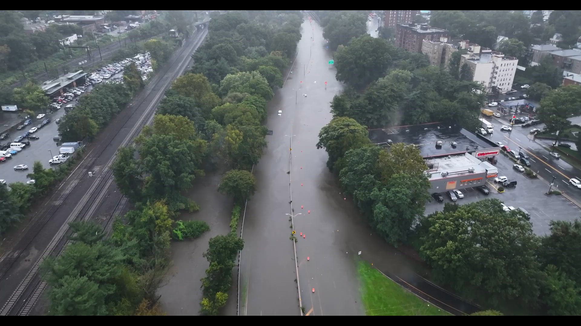 MUST SEE VIDEO: Drone footage above flooding on Bronx River Parkway