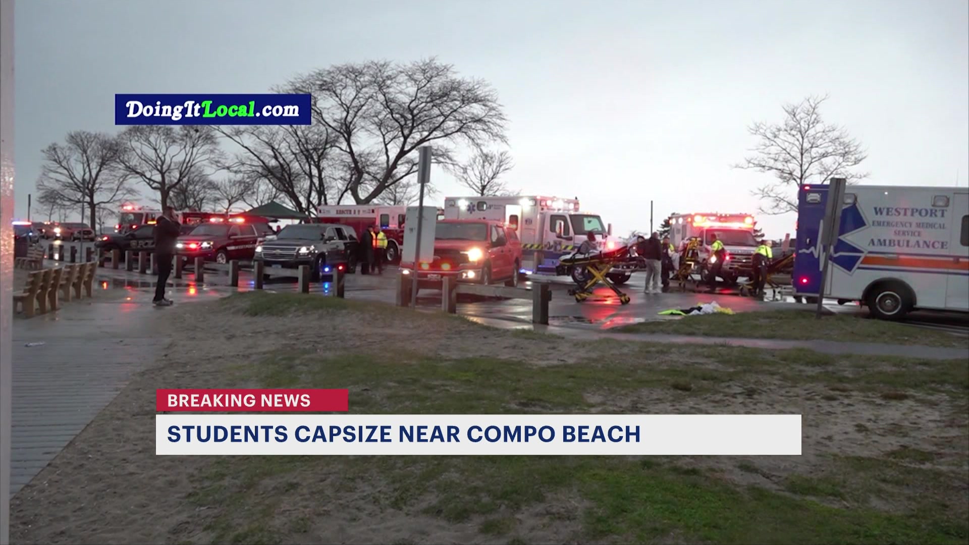 Saugatuck rowing club scull boats carrying 27 students, 2 adults ...