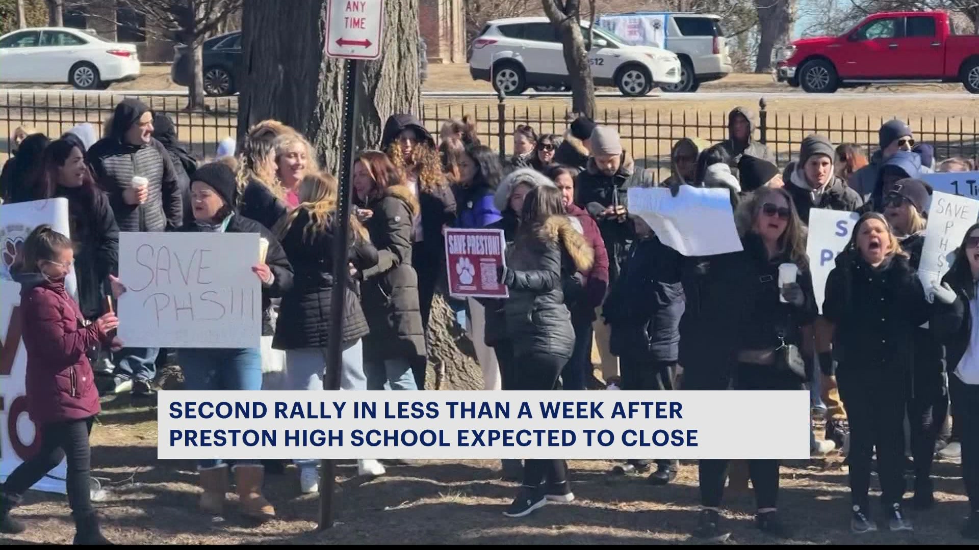 Hundreds rally against looming closure of Preston High School