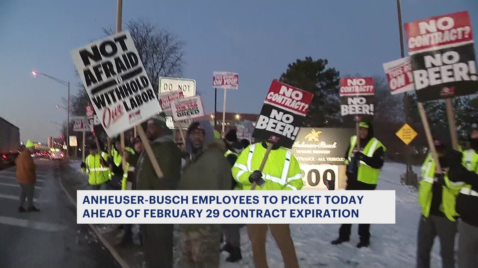 Anheuser-Busch employees picket at Newark brewery as strike deadline looms