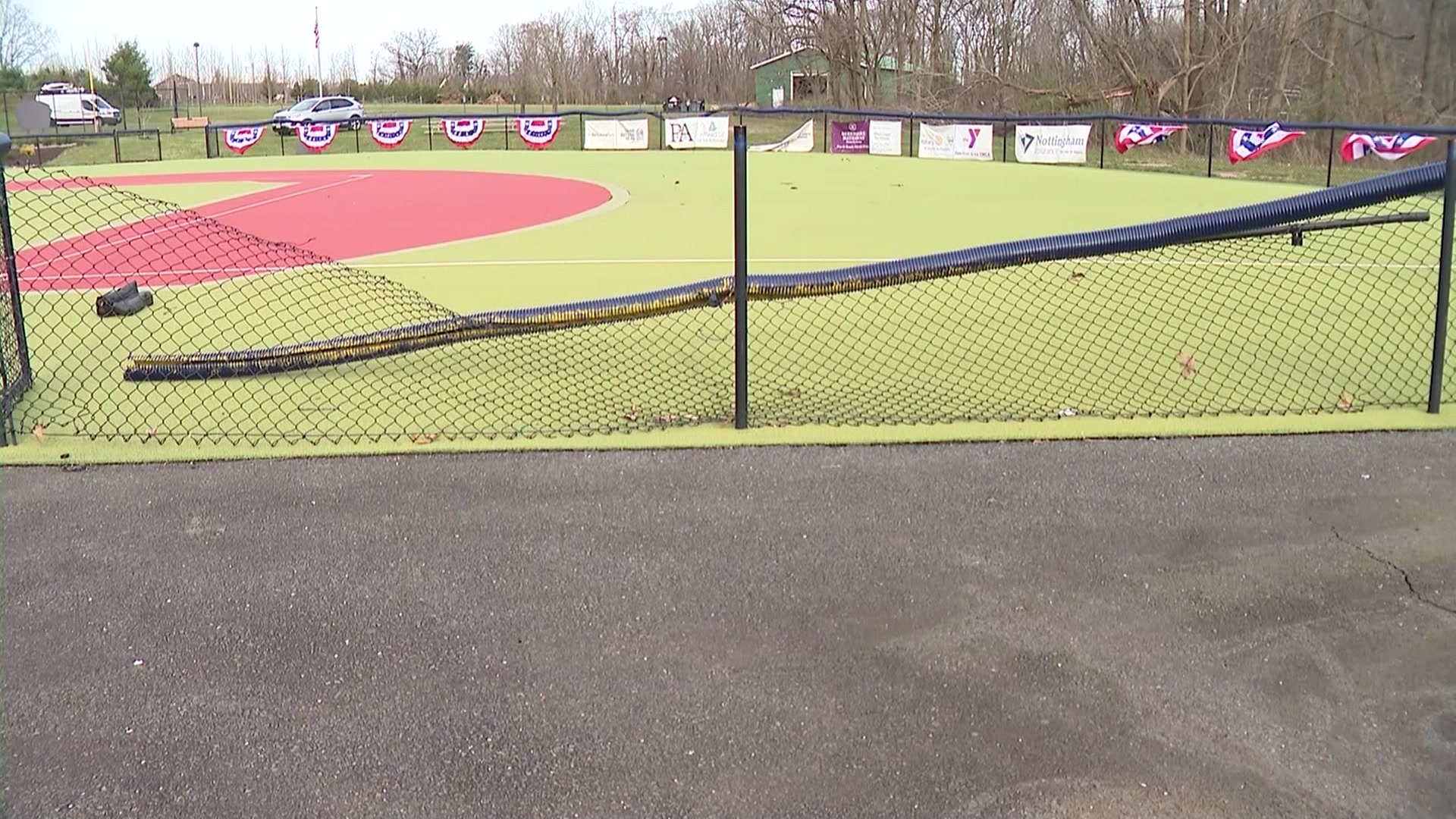Weekend storm damages baseball field used by those with special needs