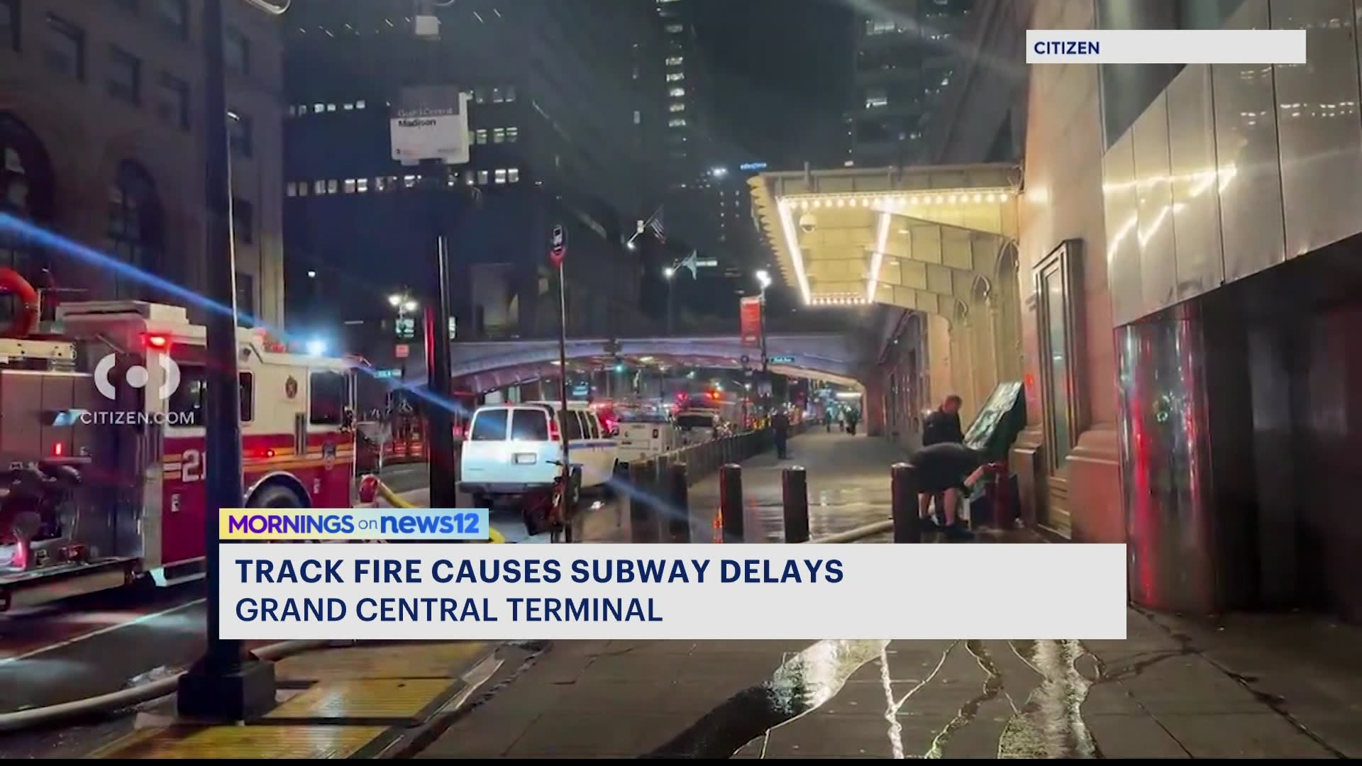 Track fire causes subway delays at Grand Central Station