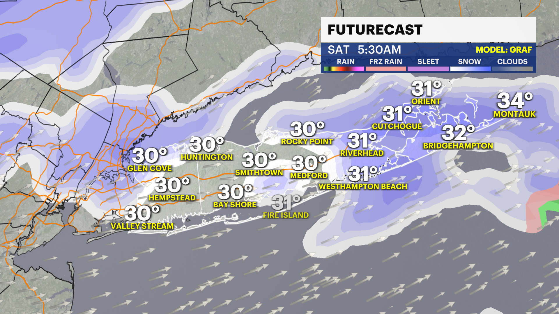 Brief warm up and lighter winds; some snow possible for Saturday