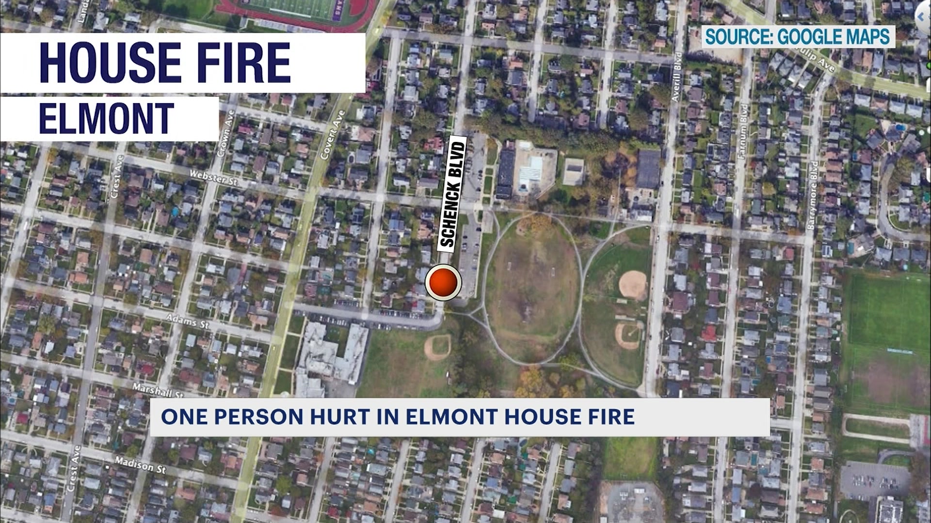 Police: 1 injured in Elmont house fire
