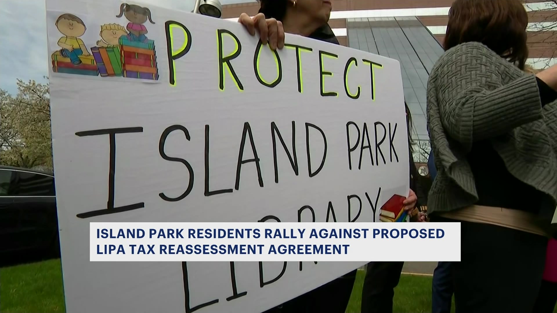 Island Park residents protest reducing taxes on LIPA-owned power plant