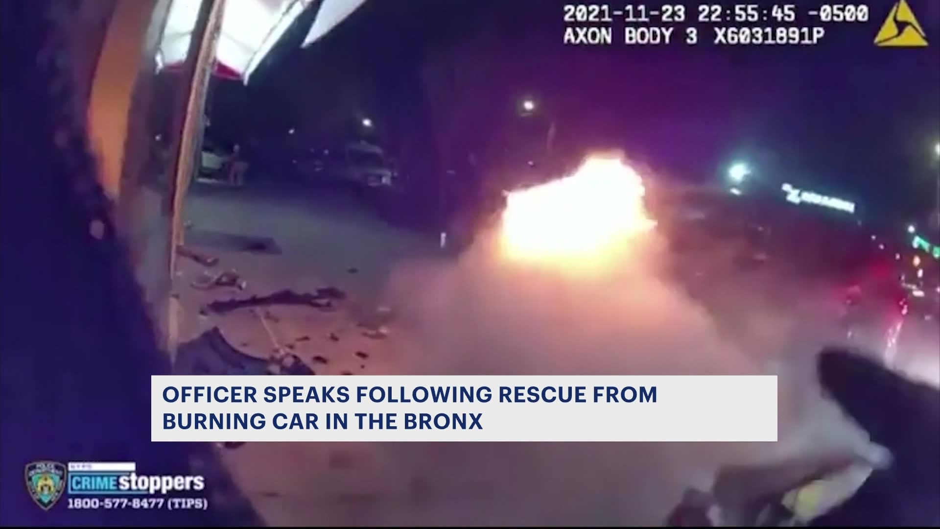 Caught on camera: NYPD officers save man trapped inside burning car