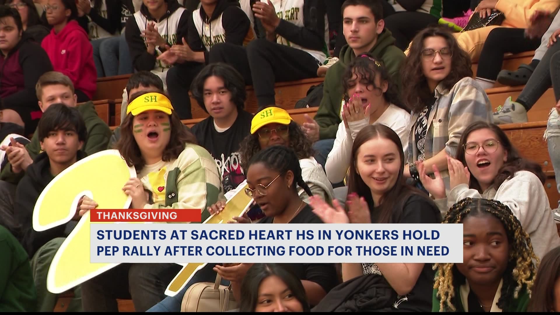 Sacred Heart HS holds pep rally to celebrate Thanksgiving food drive