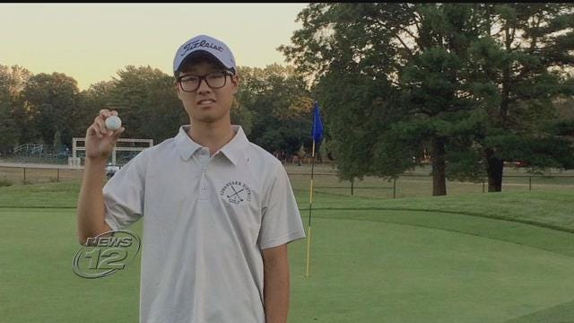 Teen golfer from New Hyde Park celebrates record breaking hole in one