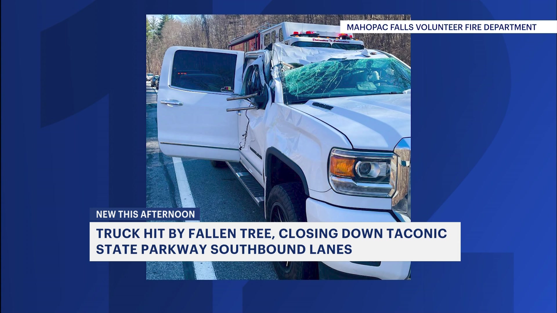 News 12 | Westchester | Truck smashed by fallen tree on Taconic State ...