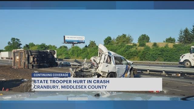 State police: Trooper injured following crash with dump truck on turnpike