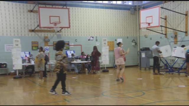 Voters at P.S. 181 in Brooklyn cast primary ballots