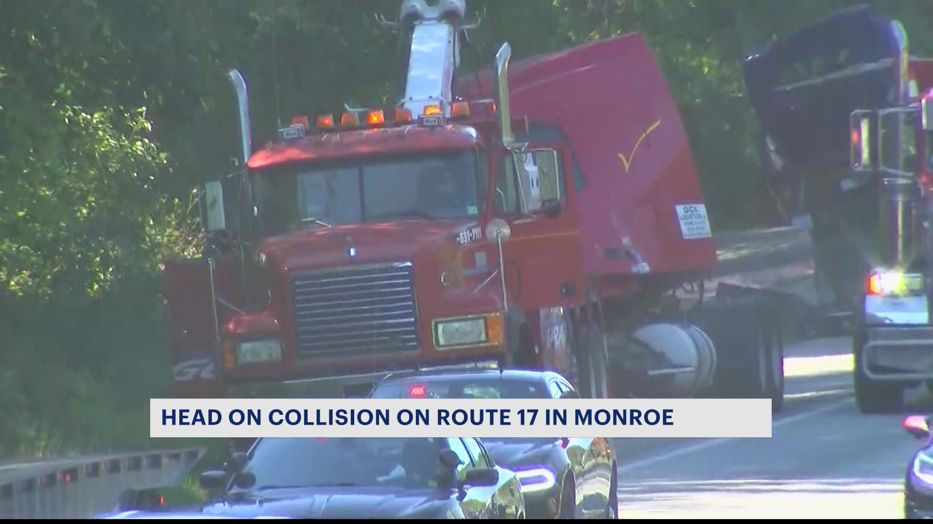 Police: 2 trucks involved in head-on collision on Route 17 in Monroe