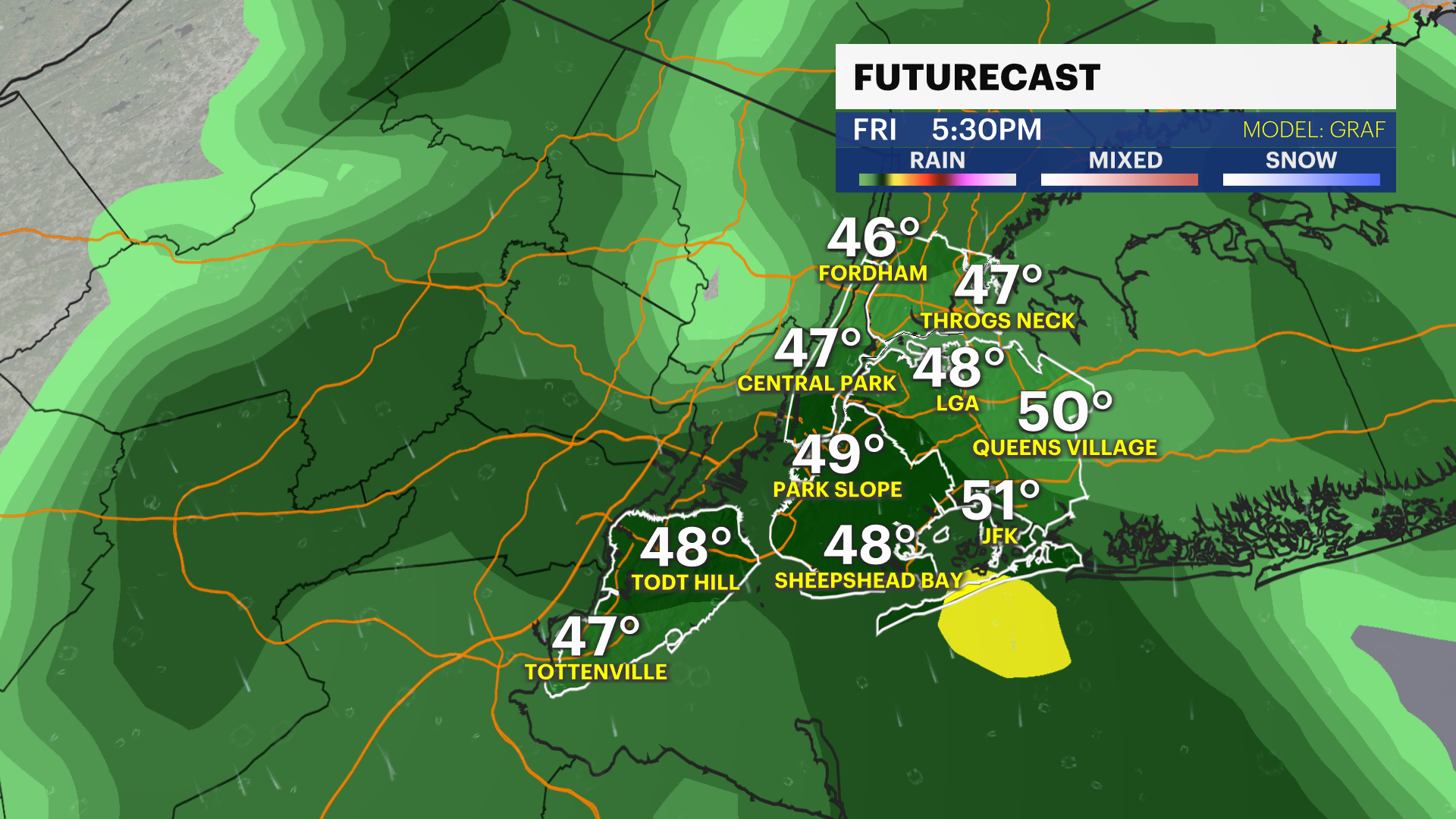 Tracking rain for Friday, first weekend of December in NYC