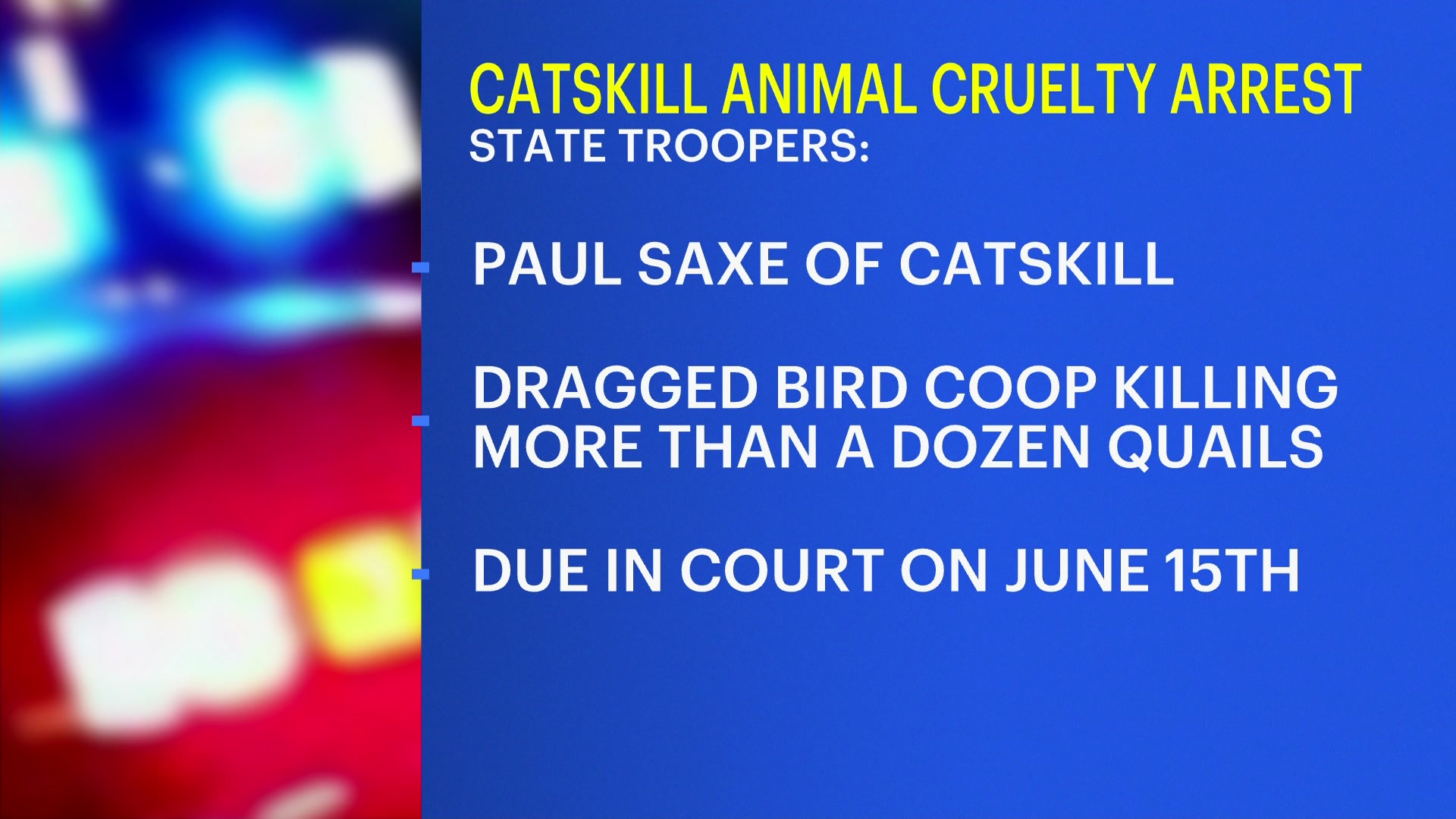 News 12 | Bronx | Police Catskill Man Arrested For Killing Quails ...