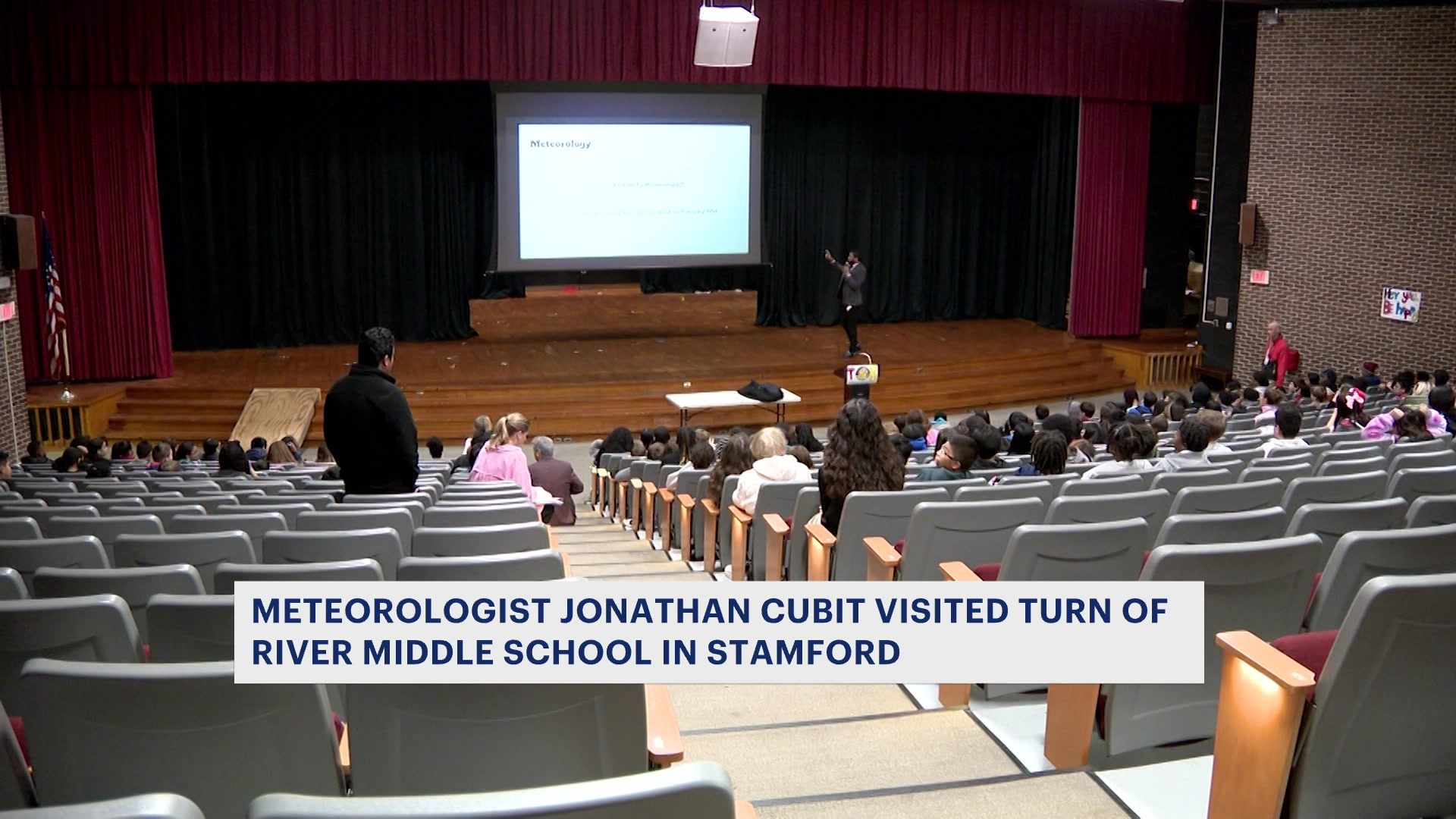 News 12 Meteorologist Jonathan Cubit visits Turn of River Middle School ...