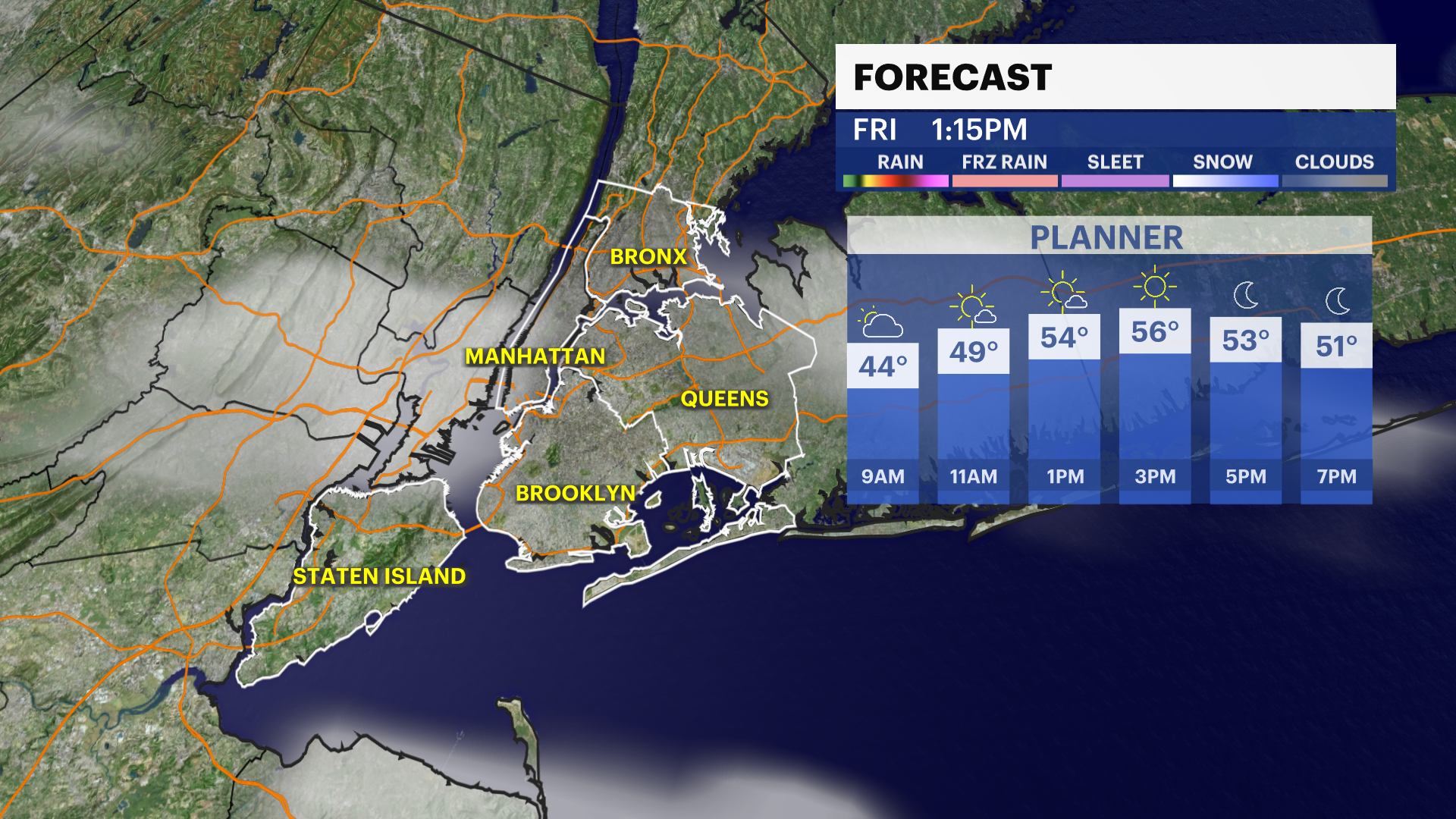 Cool and crisp with highs in the upper 40s today for the Bronx