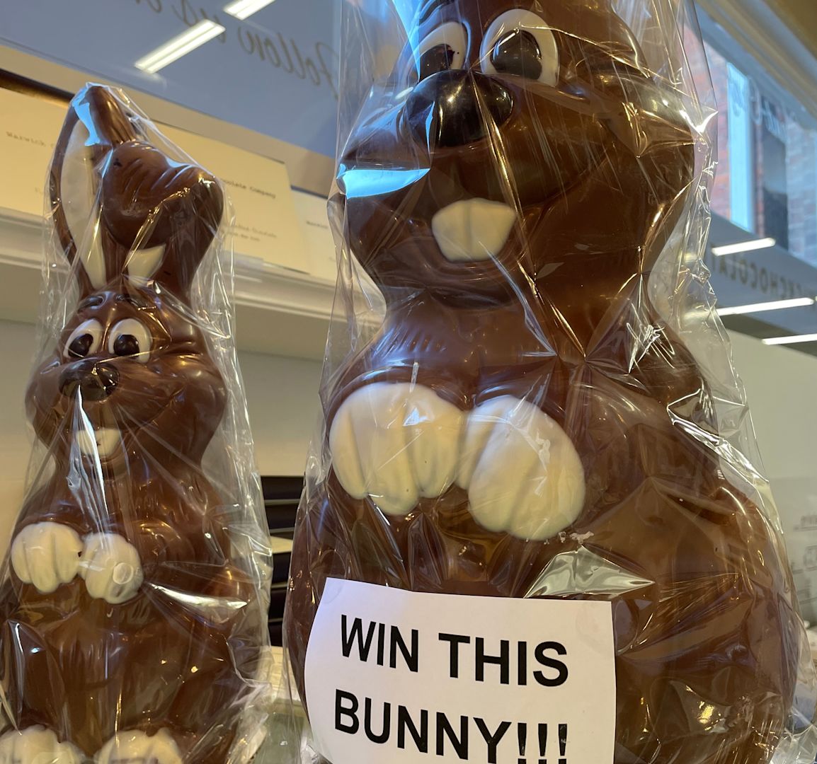 Warwick Chocolate Company raffles life-sized bunnies ahead of Easter to ...