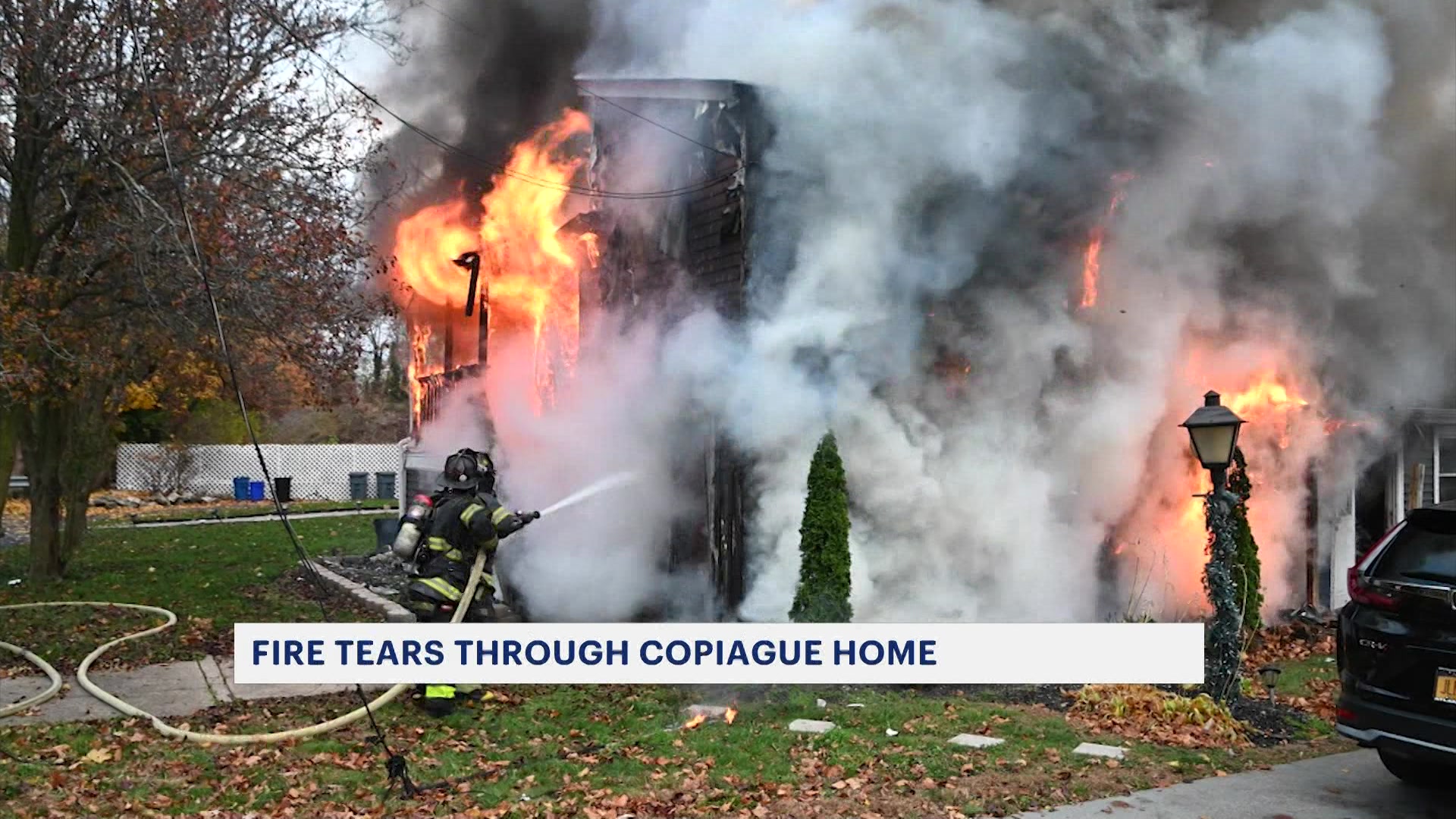 Officials: Fire tears through Copiague home