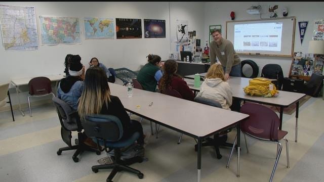 News 12's Mark Sudol visits future journalists at Brien McMahon High School