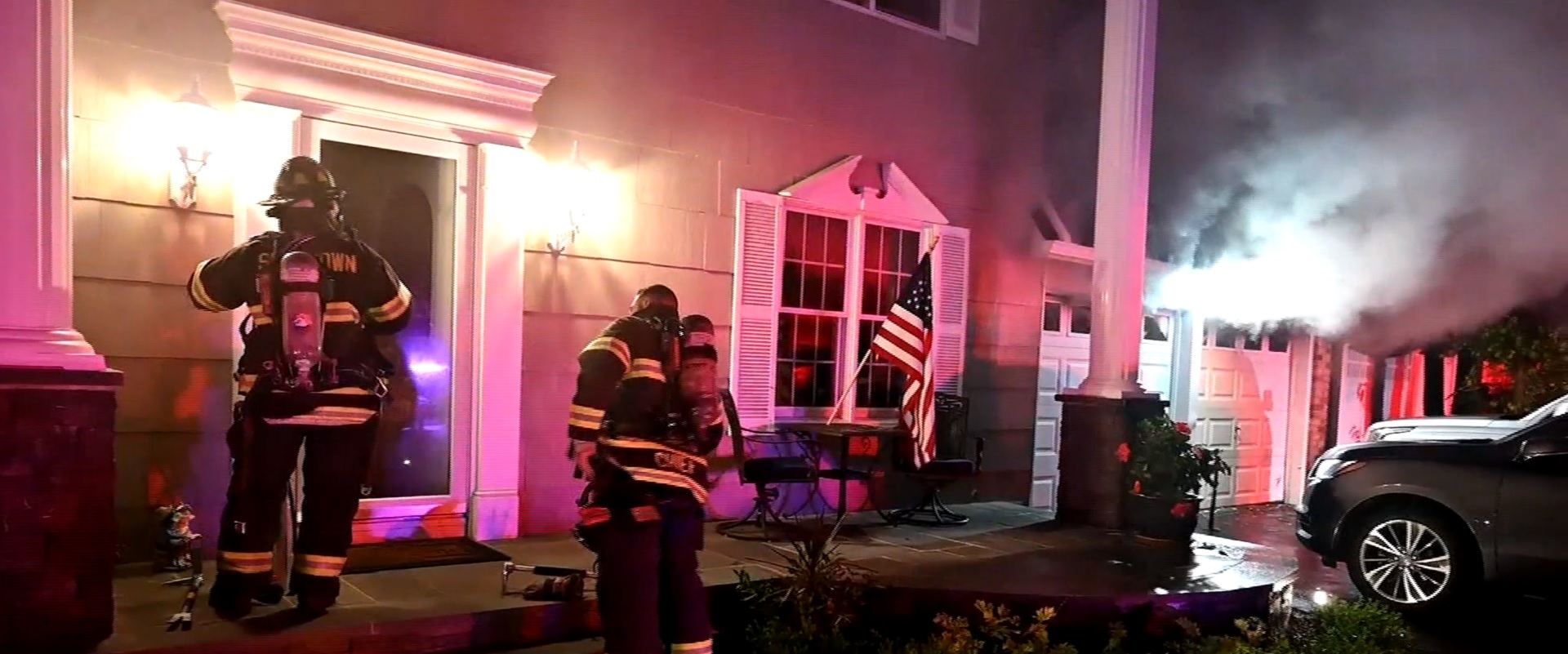New video shows firefighters battle overnight garage fire at Commack home