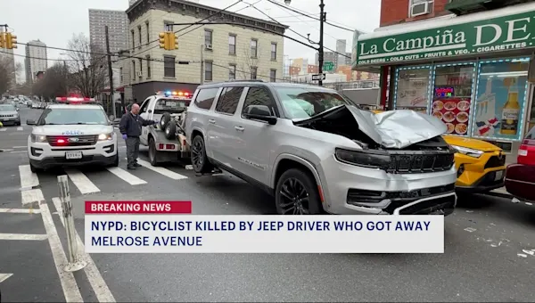 NYPD: Bicyclist fatally struck by Jeep on Melrose Avenue NYPD: Bicyclist fatally struck by Jeep on Melrose Avenue