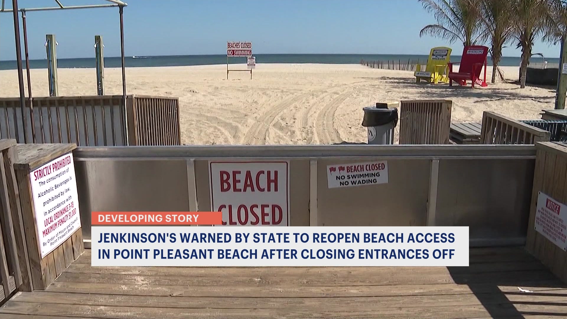 News 12 | New Jersey | Locks Remain In Place Along Beach After Dep Says ...