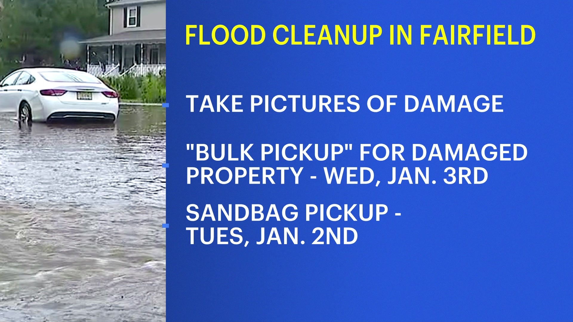 Fairfield officials announce cleanup schedule after last week’s flooding