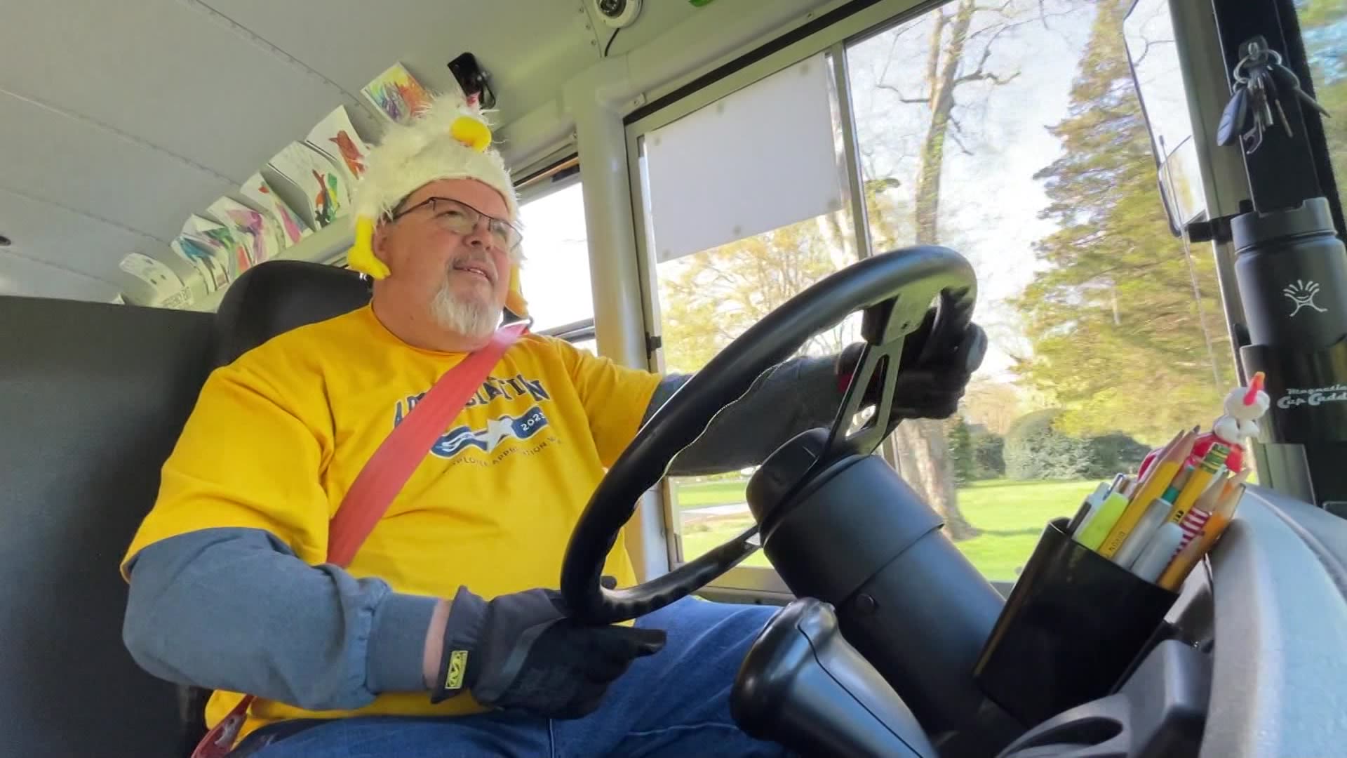 Wilton school bus driver wears different hats for Friday Fun on Bus 21