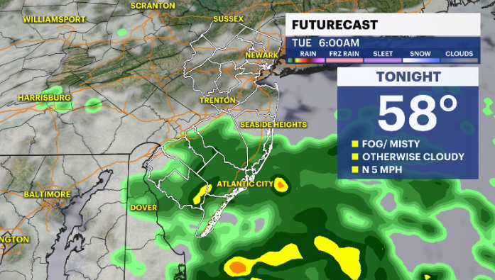 Early storms Tuesday followed by partial sun; temps warm to upper-70s