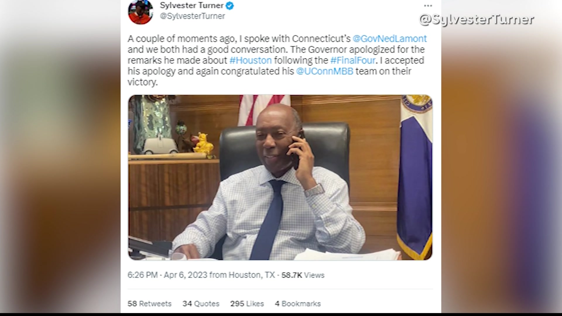 Houston Mayor Turner responds to Gov. Lamont's 'butt ugly' comments ...