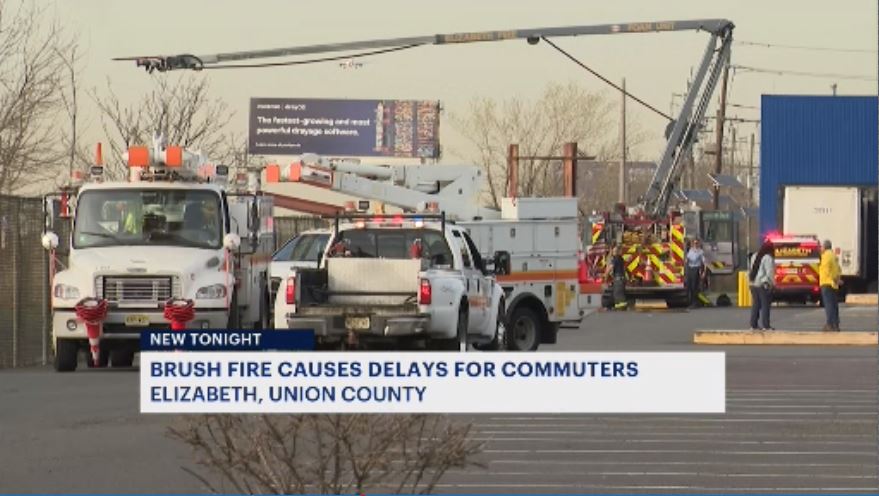 Large brush fire near the New Jersey Turnpike in Elizabeth sends large ...