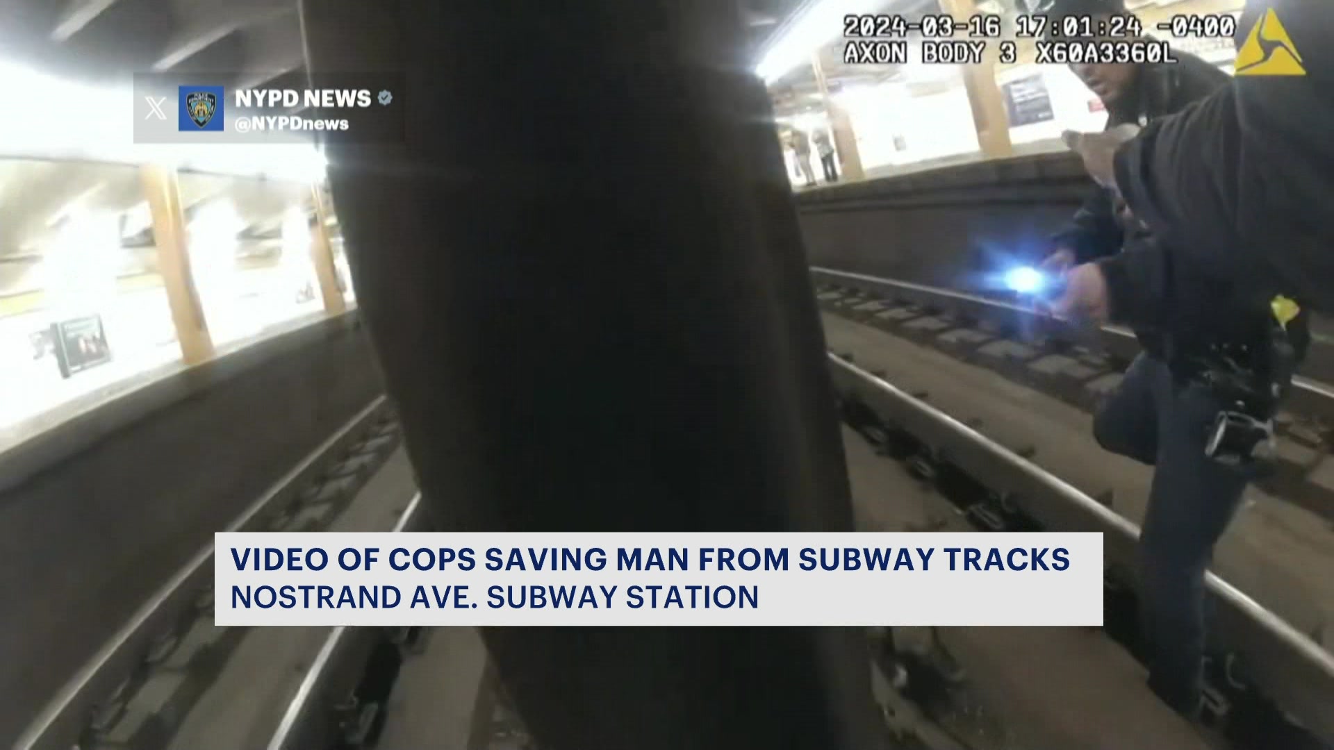 Video shows moments where NYPD officers save man on subway tracks