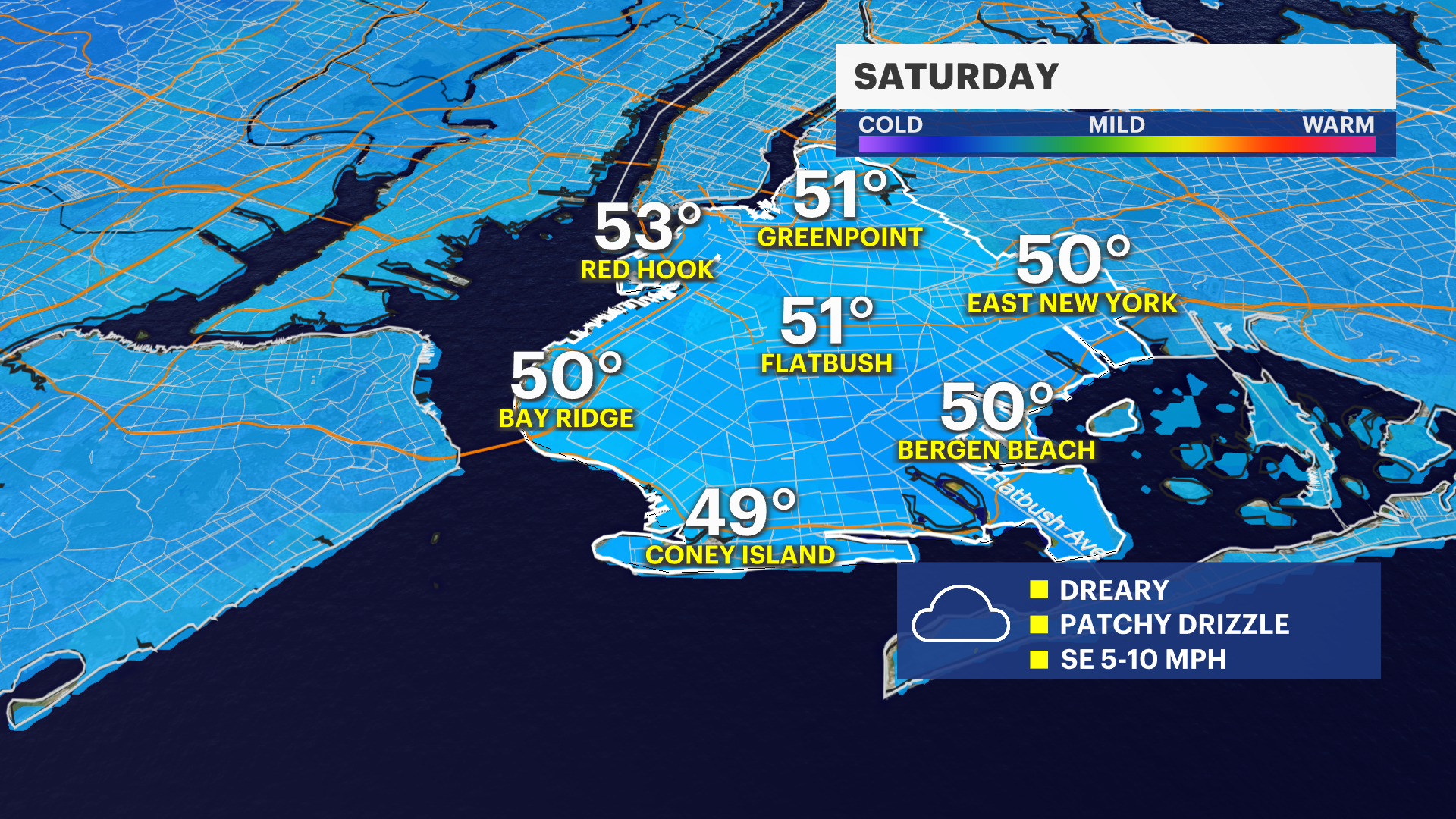 STORM WATCH: Chance for drizzle Saturday for Brooklyn; moderate to ...