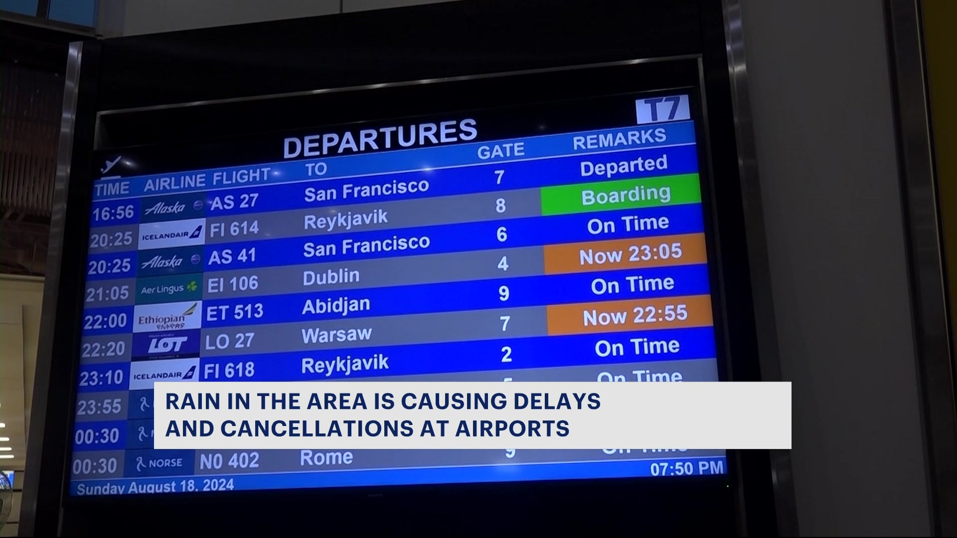 Severe weather causes flight delays at New York area airports