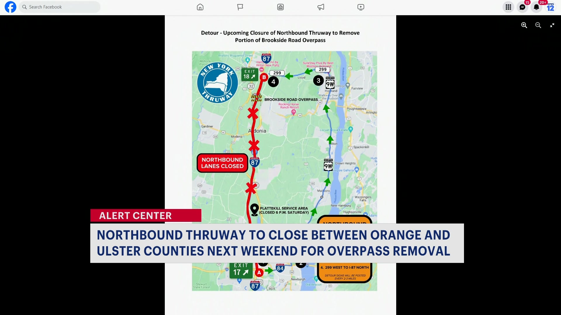 News 12 | Long Island | Thruway closure alert for Orange and Ulster ...