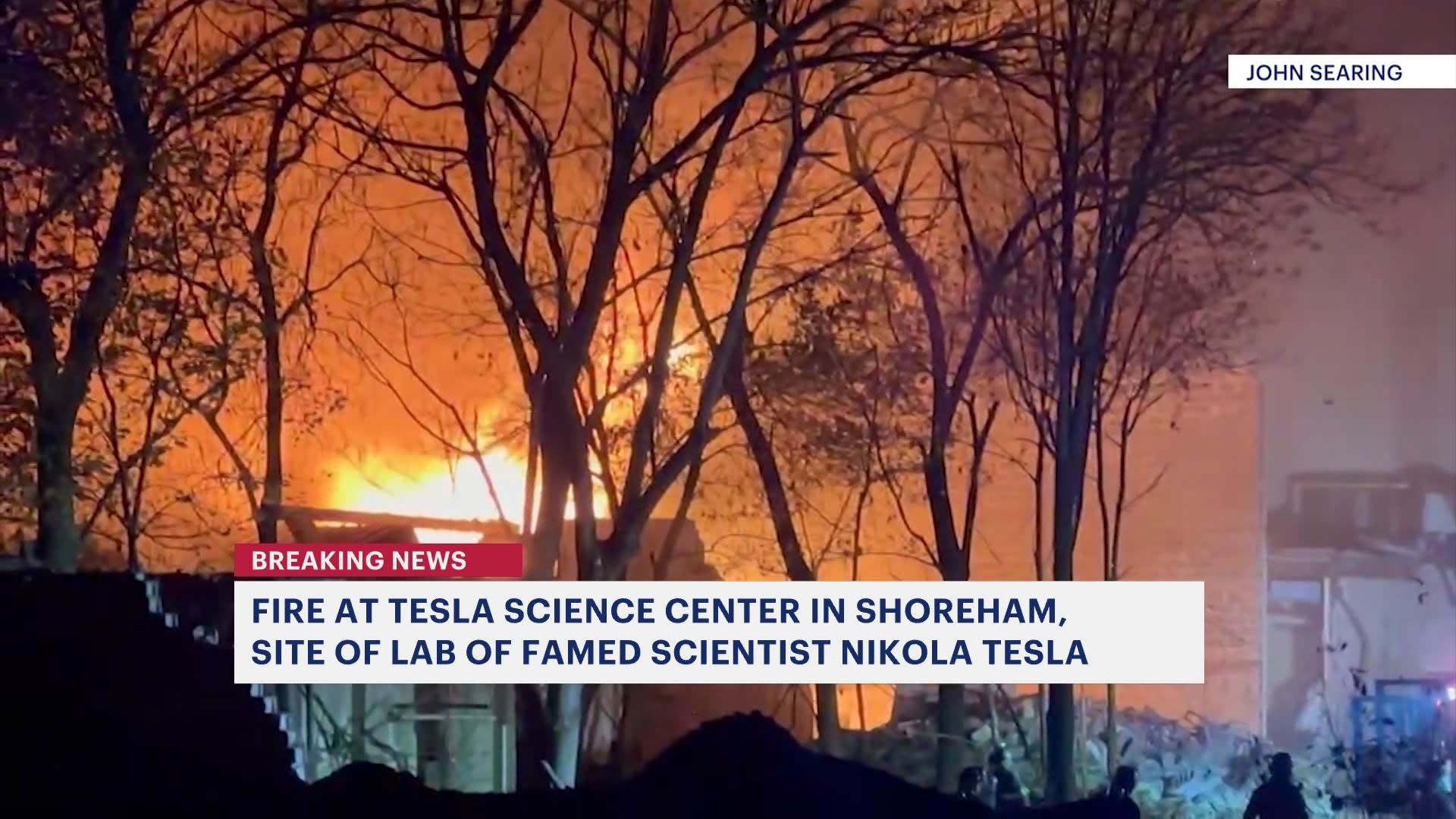 Fire burning at Tesla Science Center in Shoreham; one firefighter injured