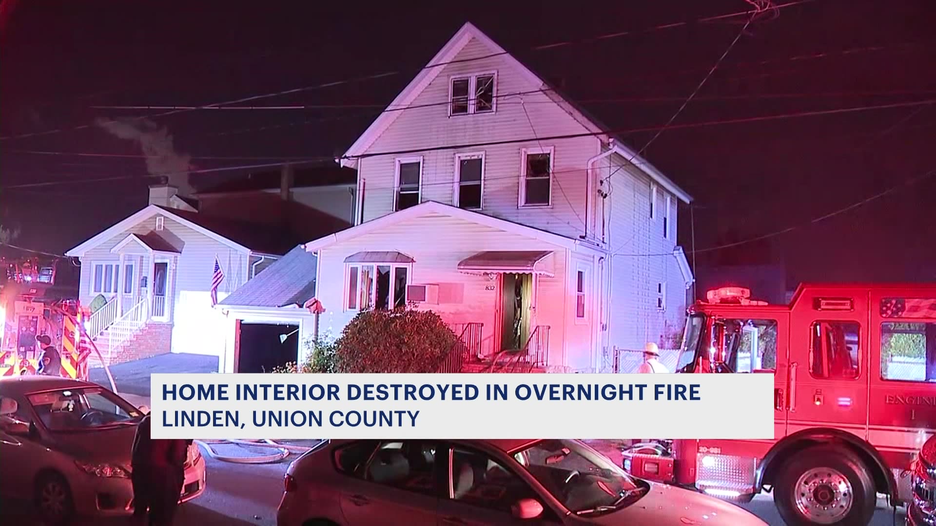 Fire at vacant house in Linden causes partial collapse; no injuries