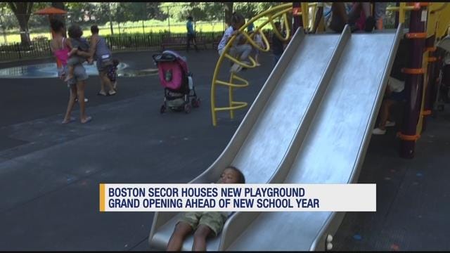Ribbon-cutting held for new playground at the Boston Secor Houses
