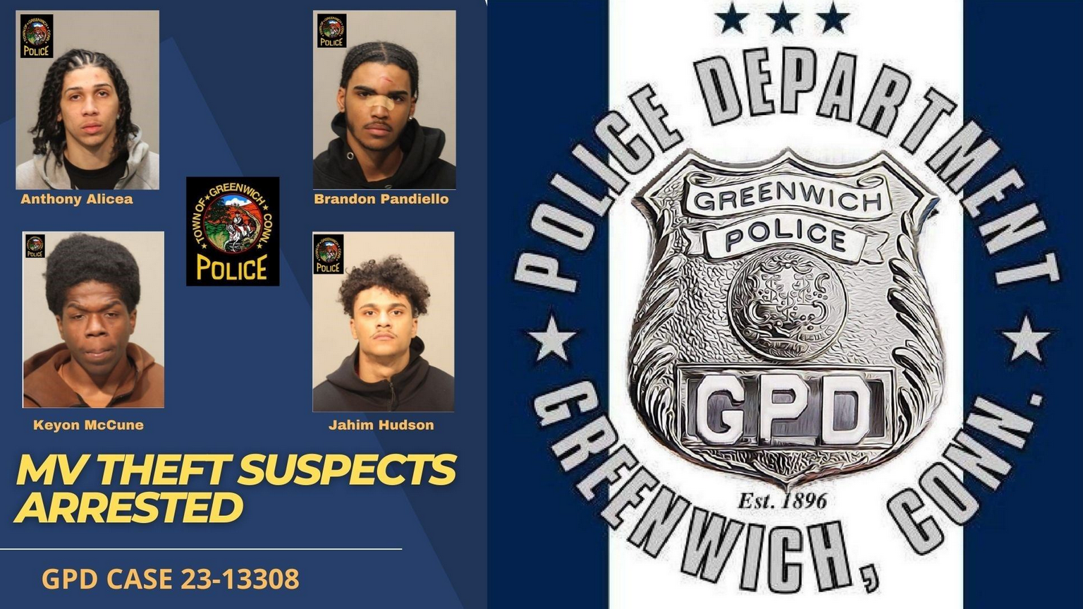 Police: Car thieves from the Bronx crash into Greenwich home; 4 arrested