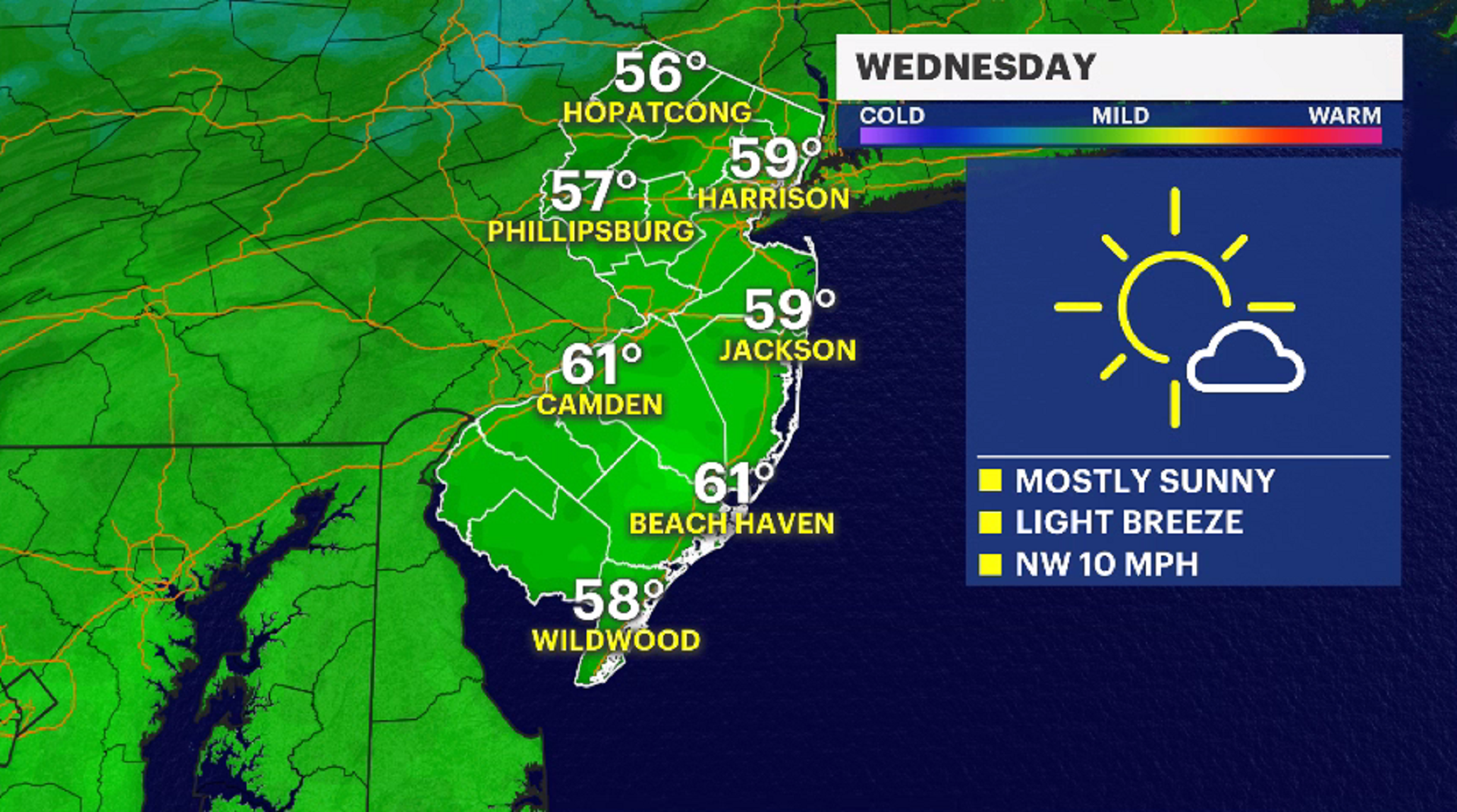 New Jersey weather to remain calm, mild through the rest of the week